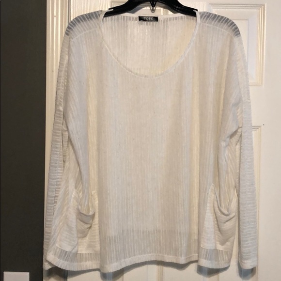 TCEC | Tops | Tcec Boxy Long Sleeve Sheer White Top | Poshmark